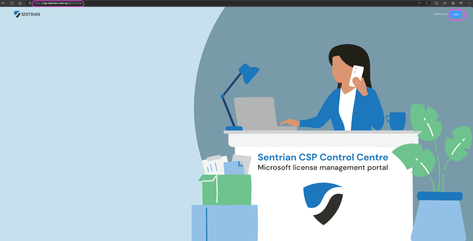 Sentrian CSP Control Centre Login – Sentrian IT Support Centre